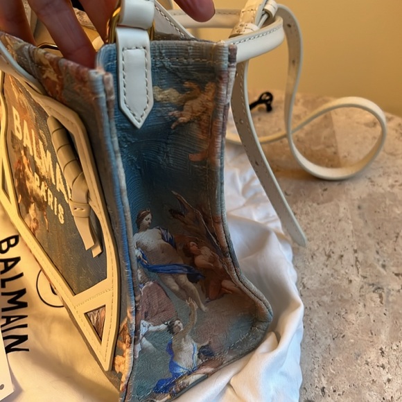 Balmain | Bags | Balmain B Army Small Tote Bag Sky Angel Print Cotton ...